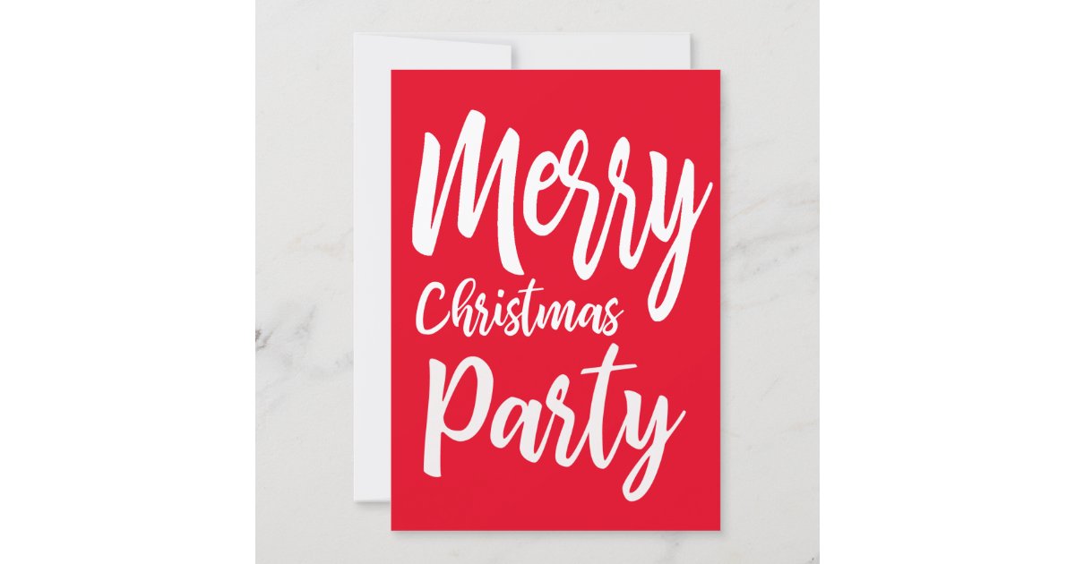 Christmas Holiday Party Red with White Typography Invitation | Zazzle