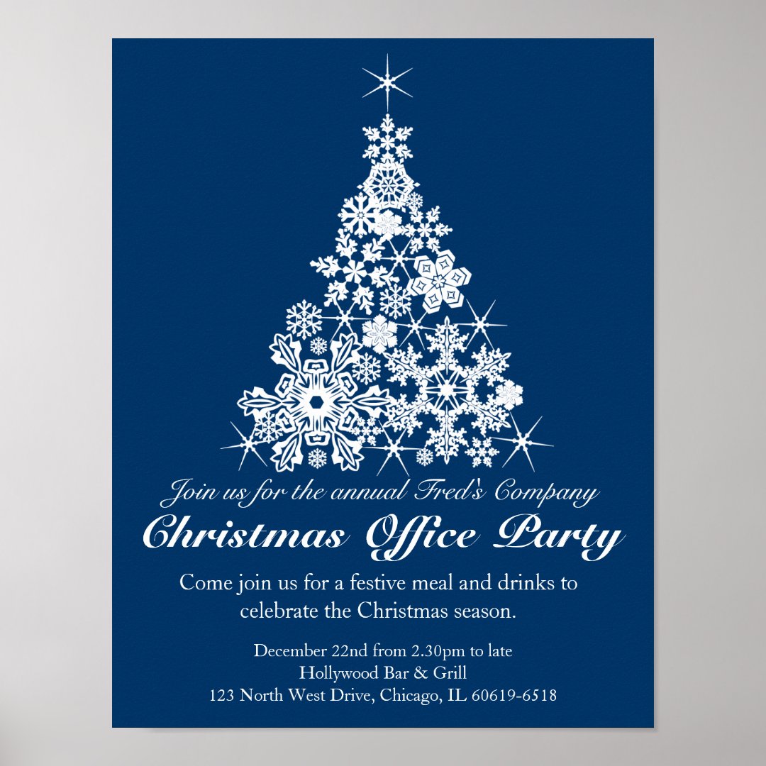 Christmas holiday party tree office poster | Zazzle