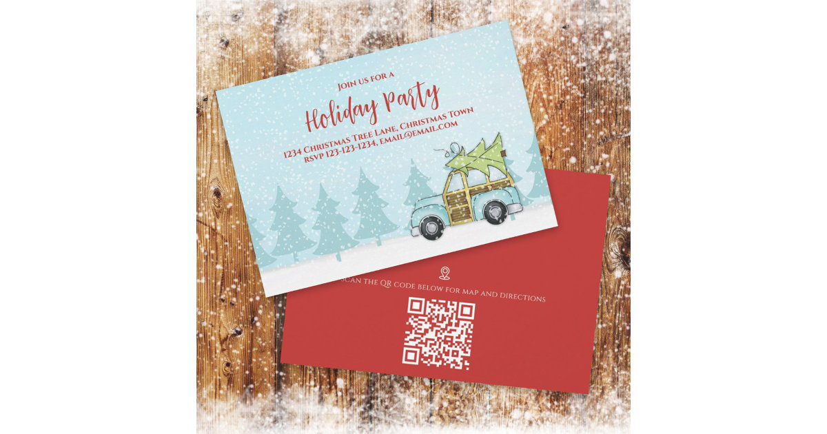 Christmas Holiday Party Winter Festive QR Code Map Invitation | Zazzle