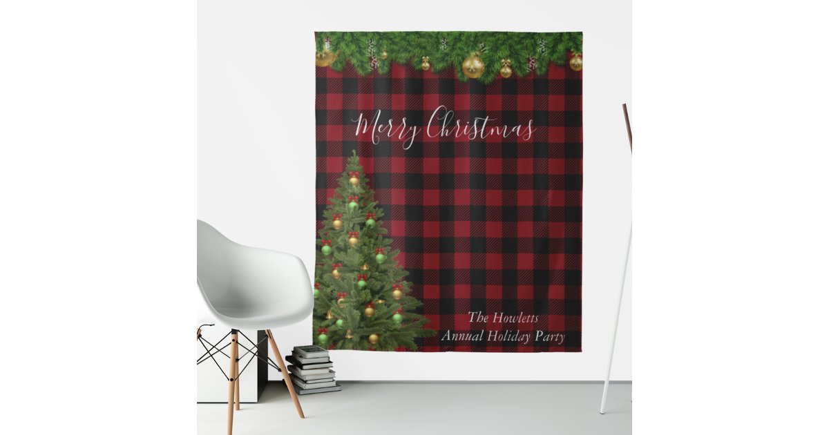 Christmas Holiday Photo Backdrop Buffalo Plaid | Zazzle