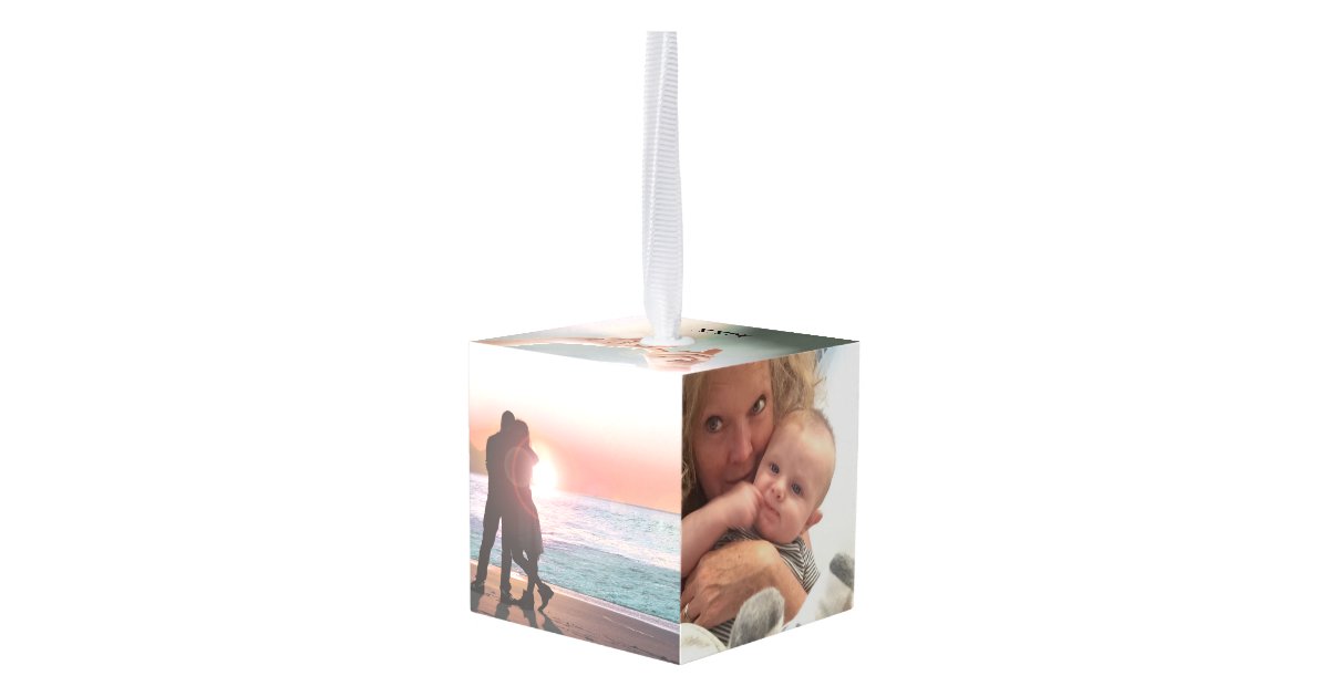 Christmas Holiday Photo Cube Collage Cube Ornament | Zazzle