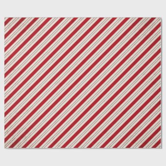 Christmas Holiday Red/Cream Stripe Pattern Wrapping Paper | Zazzle