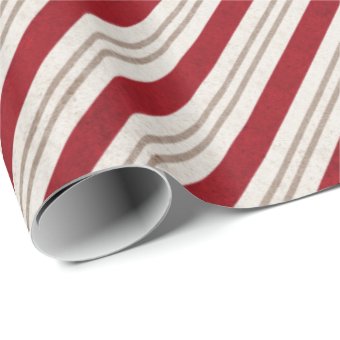 Christmas Holiday Red/Cream Stripe Pattern Wrapping Paper | Zazzle