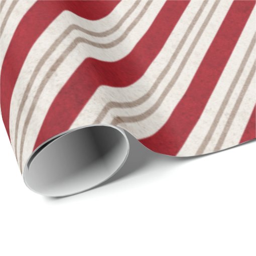 Christmas Holiday Red/Cream Stripe Pattern Wrapping Paper | Zazzle