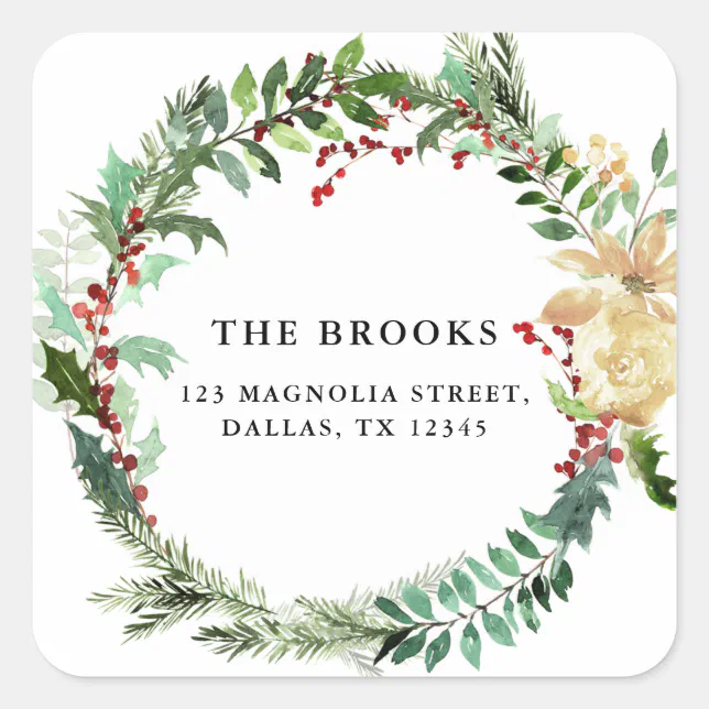 Christmas Holiday Return Address Label Sticker | Zazzle