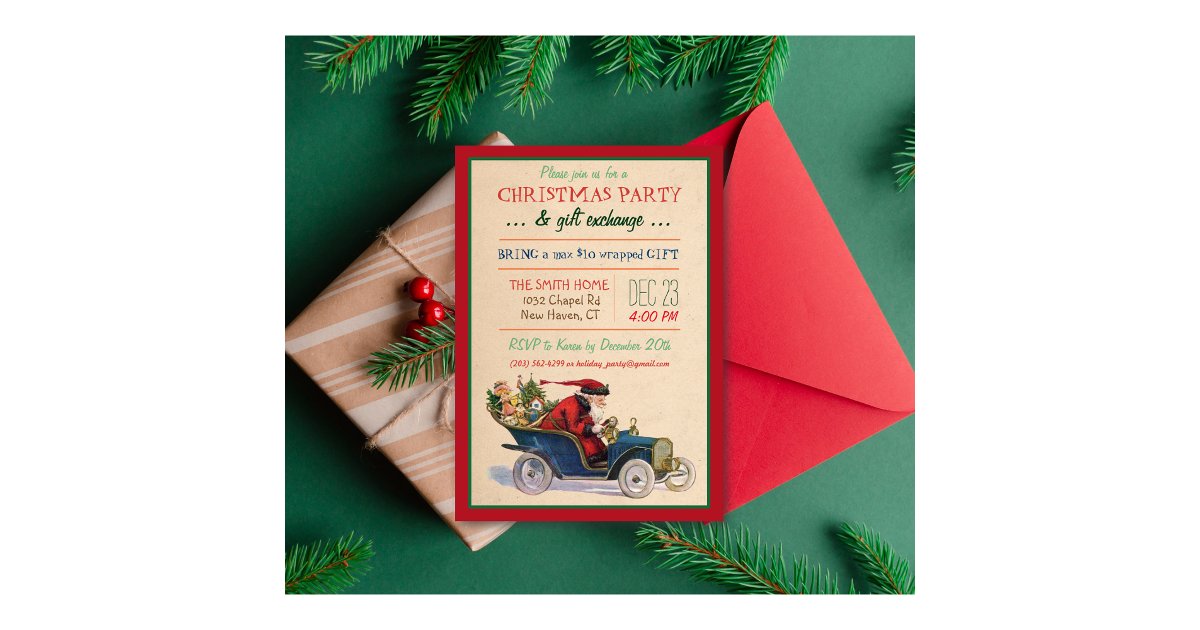 Christmas Holiday Santa Invitation | Zazzle