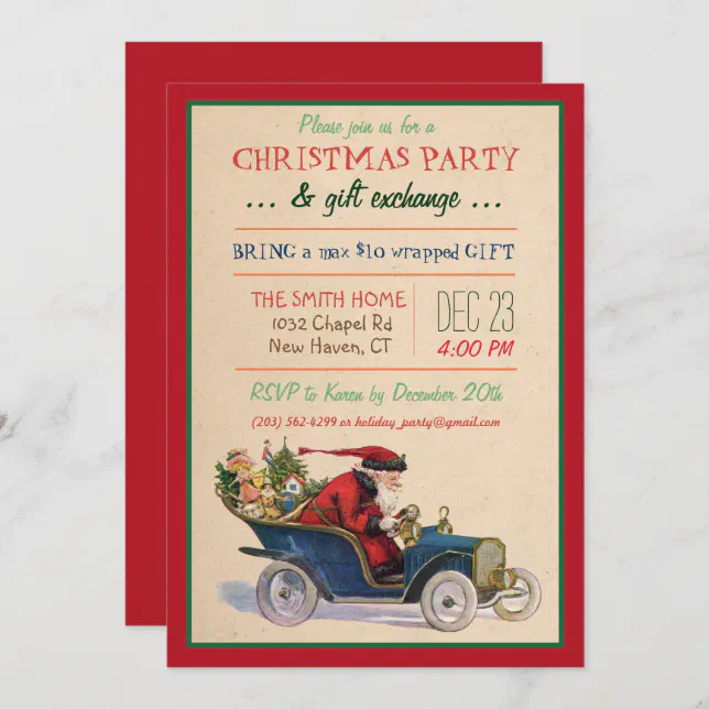Christmas Holiday Santa Invitation | Zazzle