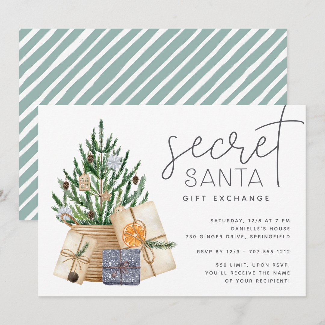 Christmas Holiday Secret Santa Party Invitation | Zazzle