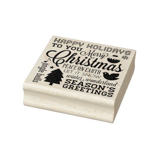 Christmas Holiday Sentiments Rubber Art Stamp | Zazzle.com