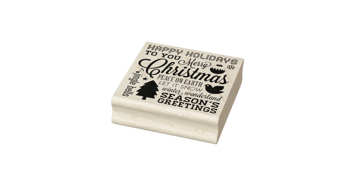 Christmas Holiday Sentiments Rubber Art Stamp | Zazzle