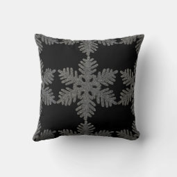 Christmas Holiday Silver Snowflake Star Design Throw Pillow | Zazzle