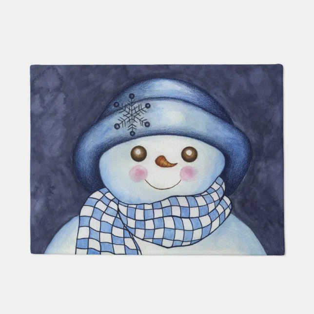 Christmas Holiday Snowman Doormat Rug | Zazzle