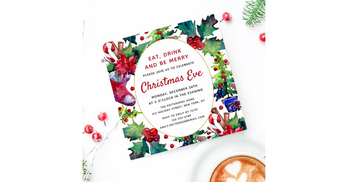 Christmas Holiday Stocking | Christmas Eve Dinner Invitation | Zazzle