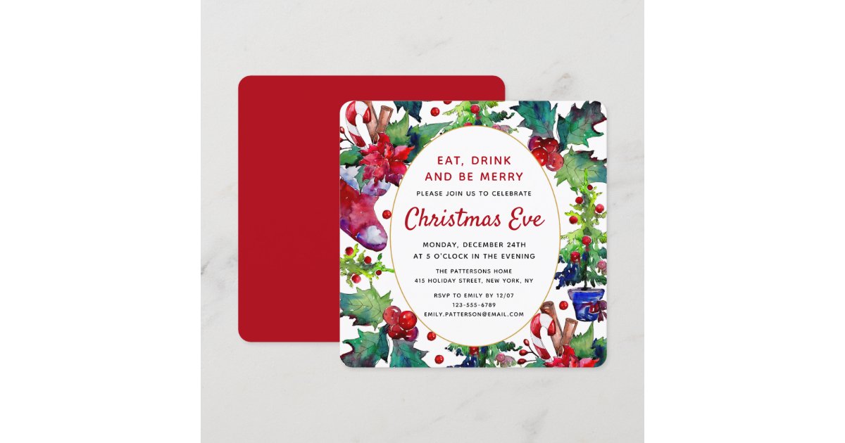 Christmas Holiday Stocking | Christmas Eve Dinner Invitation | Zazzle