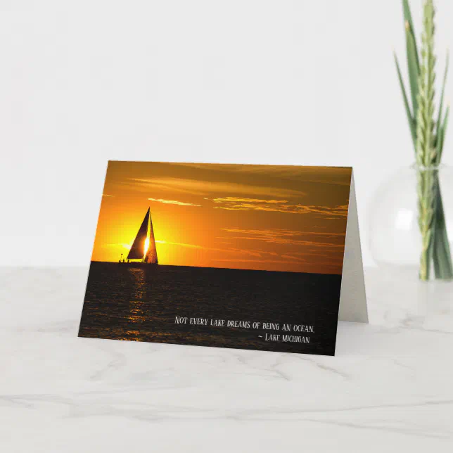 Christmas holiday sunset and sailboat card | Zazzle