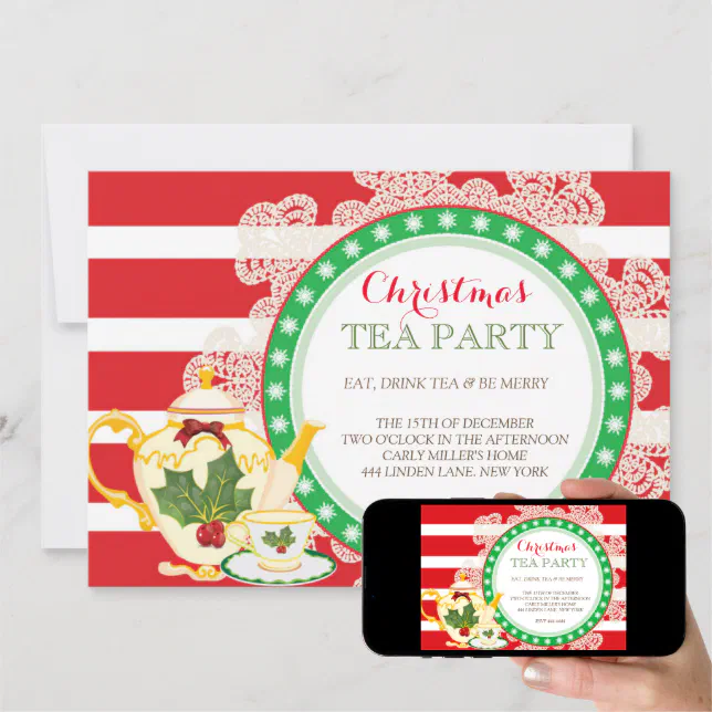 Christmas Holiday Tea Party Invitation | Zazzle