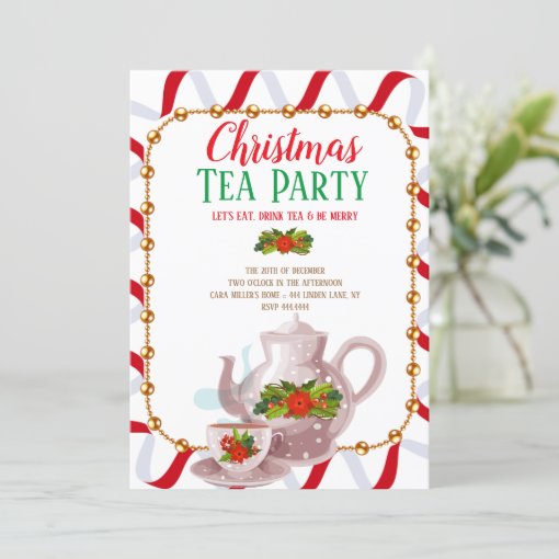 Christmas Holiday Tea Party Invitation | Zazzle