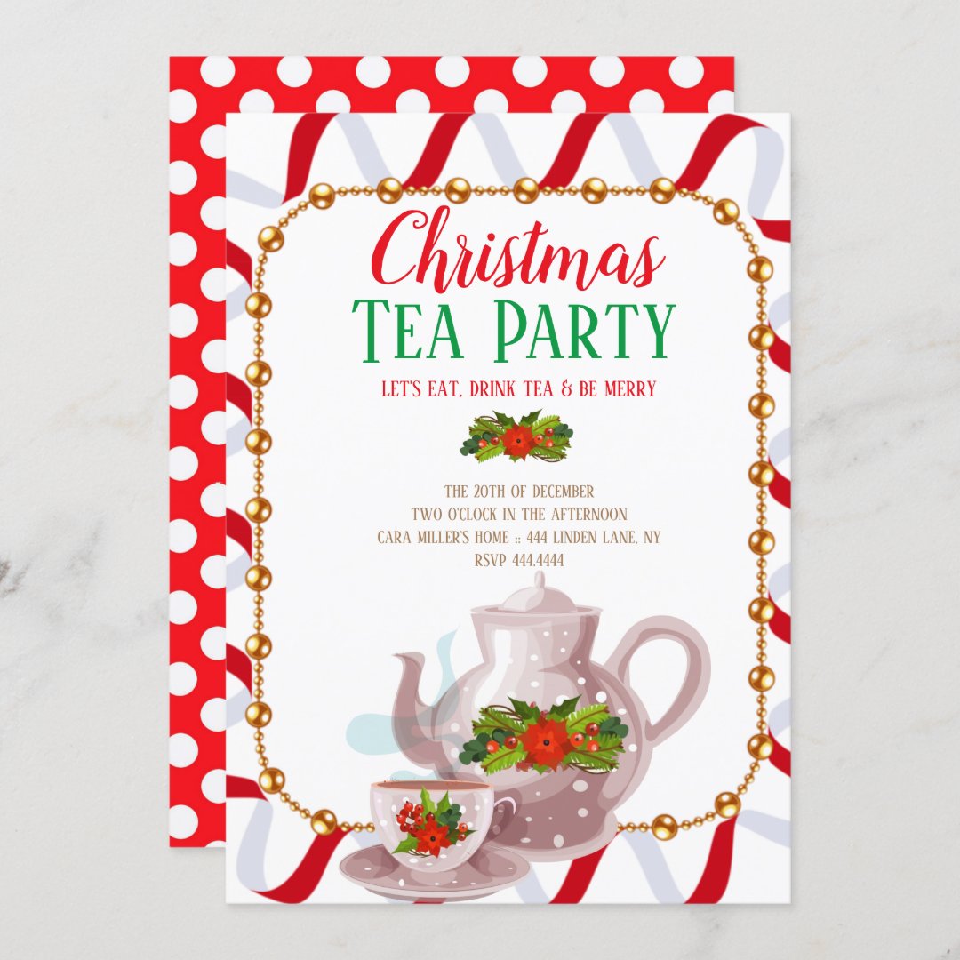 Christmas Holiday Tea Party Invitation | Zazzle