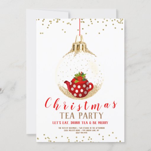 Christmas Holiday Tea Party Invitation | Zazzle