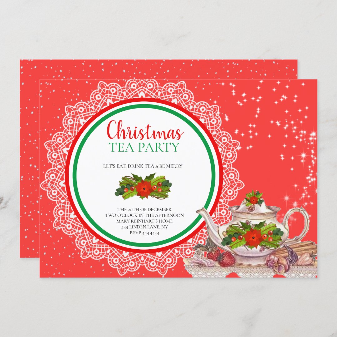 Christmas Holiday Tea Party Invitations | Zazzle