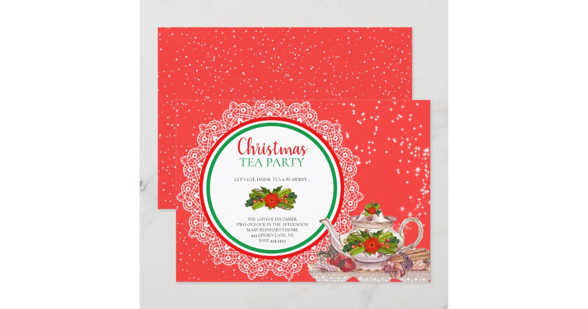 Christmas Holiday Tea Party Invitations | Zazzle