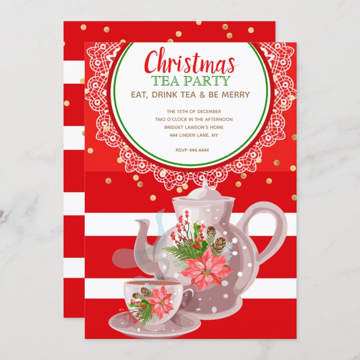 Christmas Holiday Tea Party Invitations | Zazzle