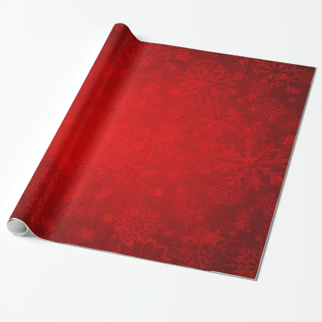 Christmas Holiday - Vibrant Red with Snowflakes Wrapping Paper | Zazzle