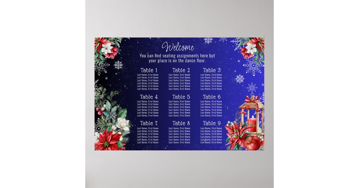 Christmas Holiday Wedding Seating Chart | Zazzle