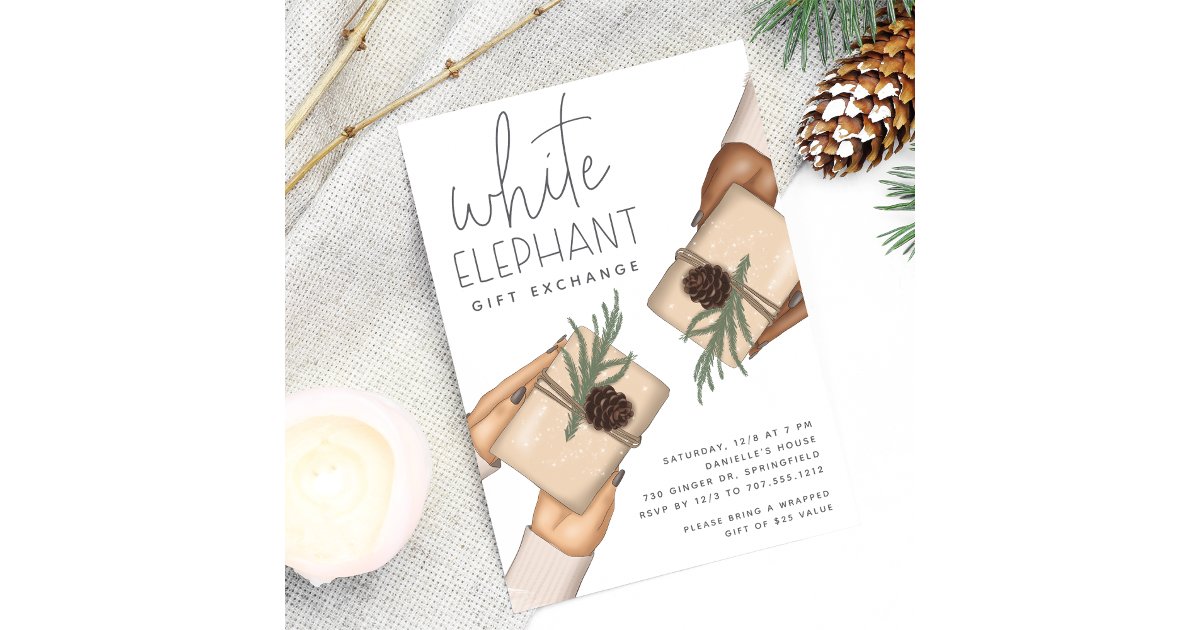 Christmas Holiday White Elephant Party Invitation | Zazzle