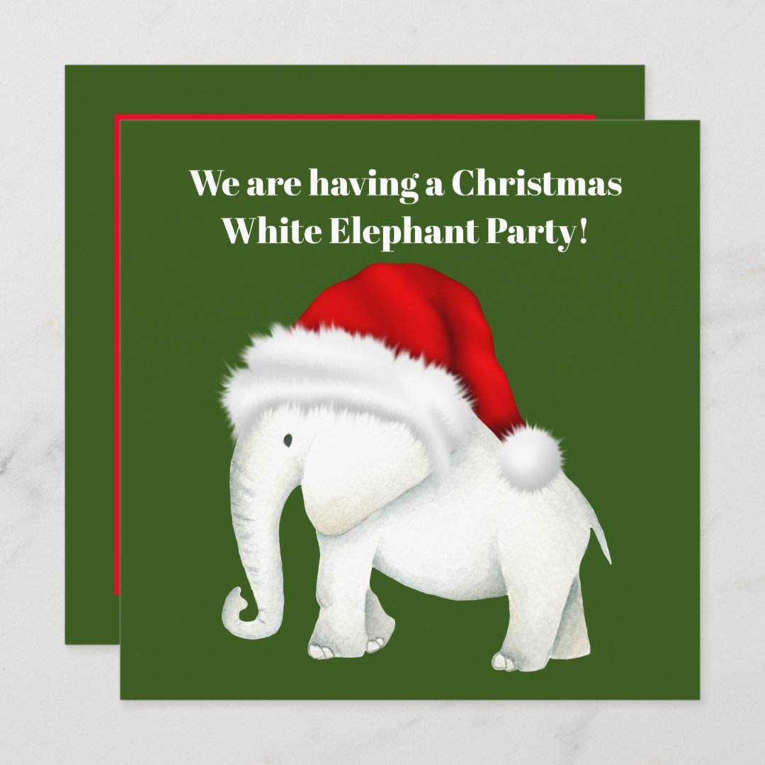 Christmas Holiday white elephant party invitation | Zazzle