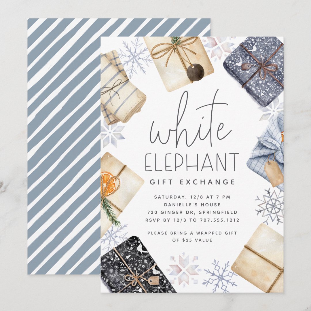 Christmas Holiday White Elephant Party Invitation | Zazzle