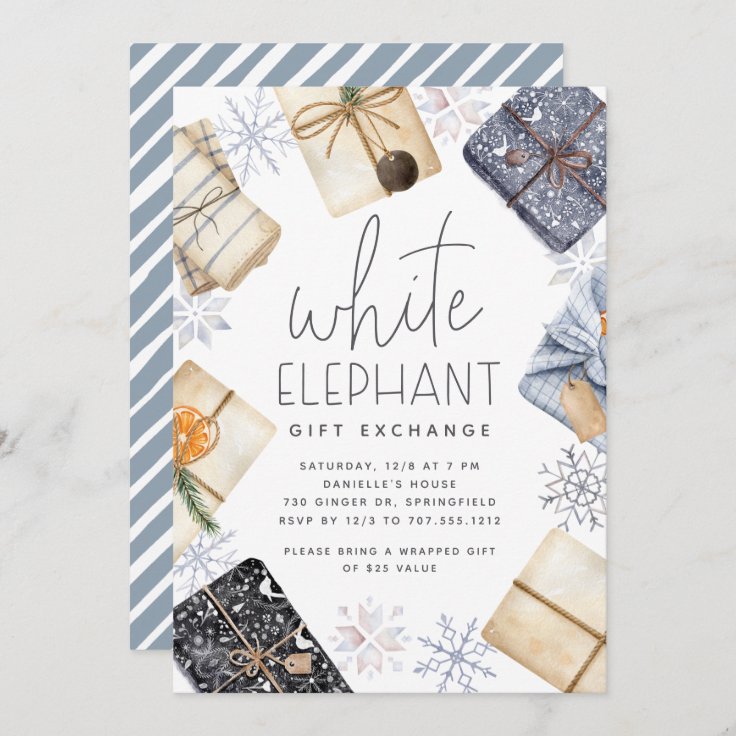 Christmas Holiday White Elephant Party Invitation | Zazzle