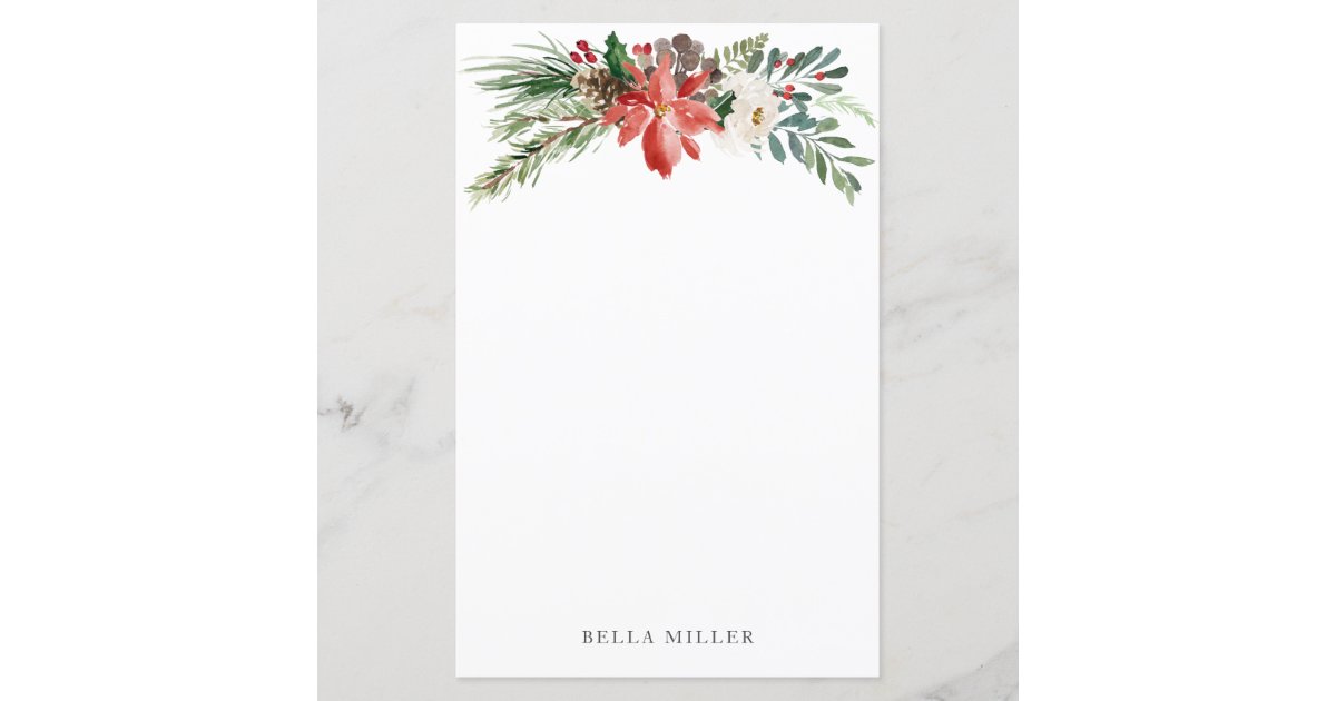 Christmas Holiday Winter Floral Paper Sheets | Zazzle