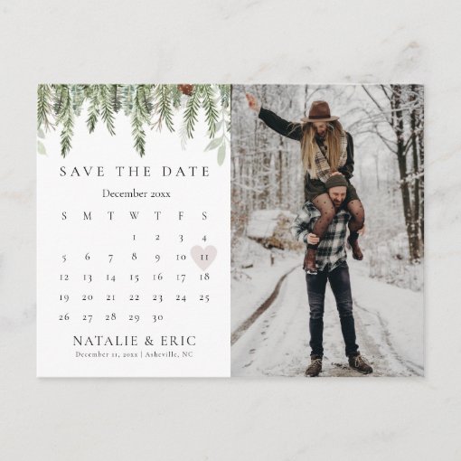 Christmas Holiday Winter Photo Save The Date Postcard | Zazzle