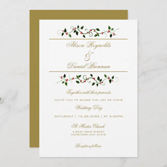 Christmas Holiday Winter Wedding Invitation | Zazzle