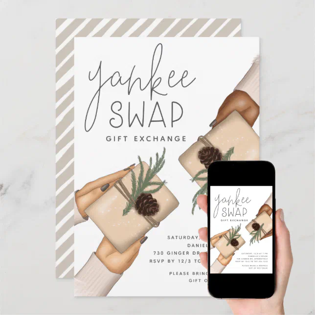 Christmas Holiday Yankee Swap Gift Exchange Party Invitation | Zazzle