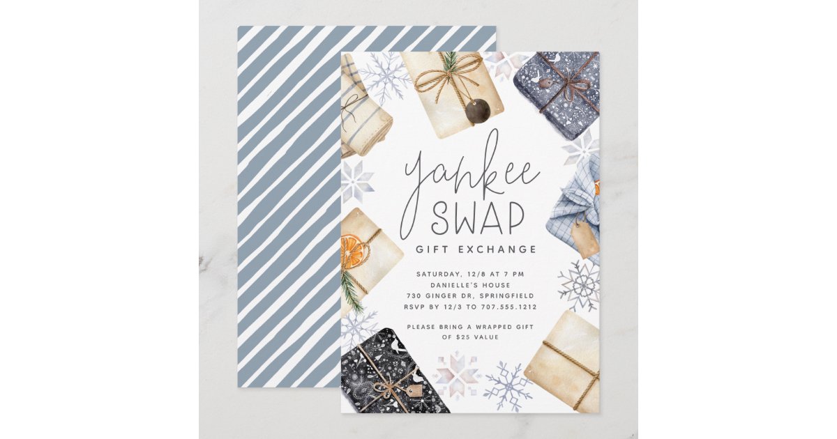 Christmas Holiday Yankee Swap Gift Exchange Party Invitation | Zazzle