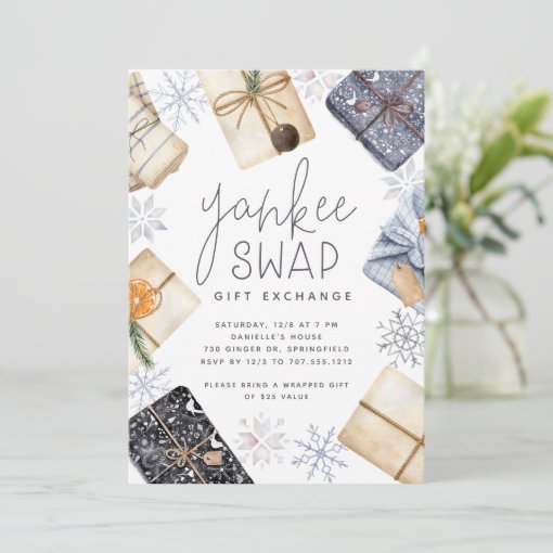 Christmas Holiday Yankee Swap Gift Exchange Party Invitation | Zazzle