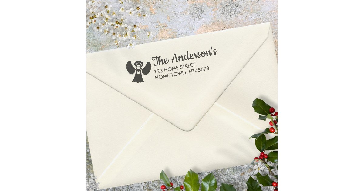 Christmas Holidays Angel Name Return Address Self-inking Stamp | Zazzle