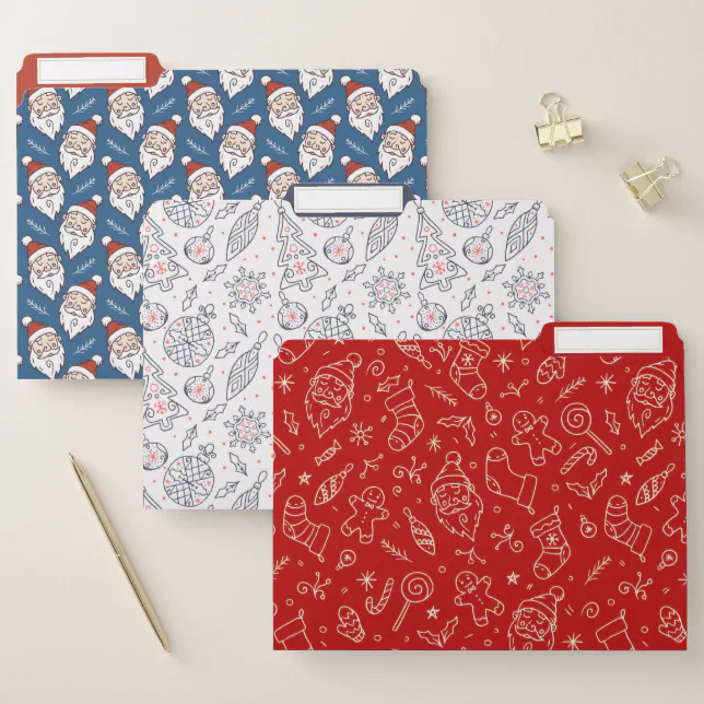 Christmas Holidays Fun Festive Doodle Patterns File Folder | Zazzle