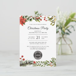 Christmas Holidays Party with Business Logo Invitation | Zazzle