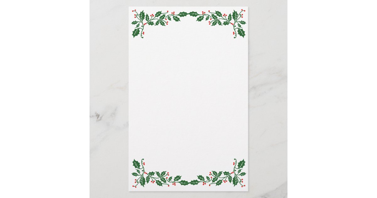 Christmas Holly Berries Custom Photo Stationery | Zazzle