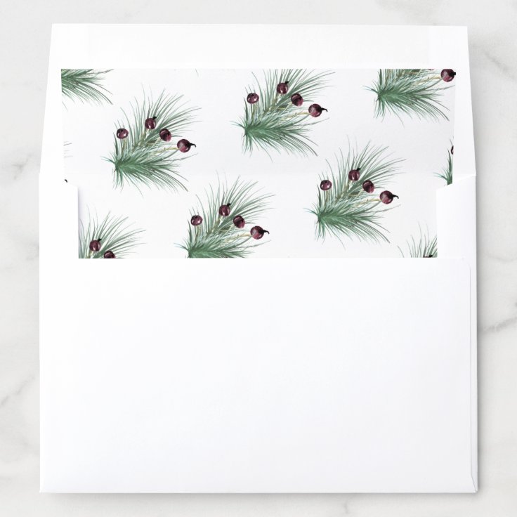 Christmas Holly Berry Bush Envelope Liner | Zazzle