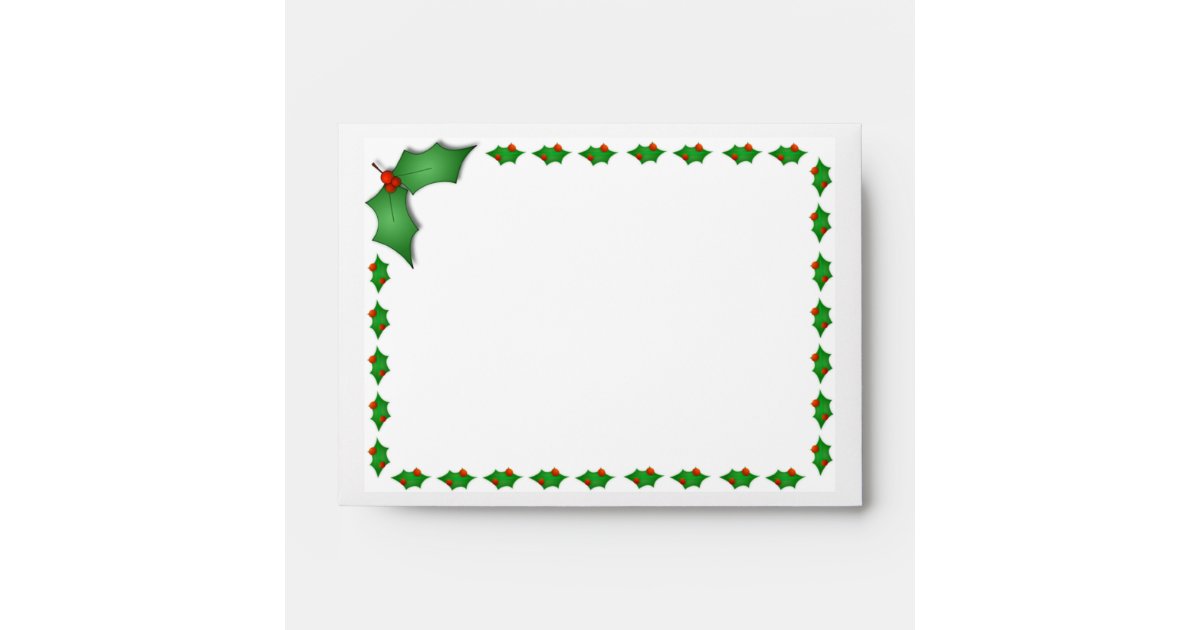 Christmas Holly Border Envelope | Zazzle