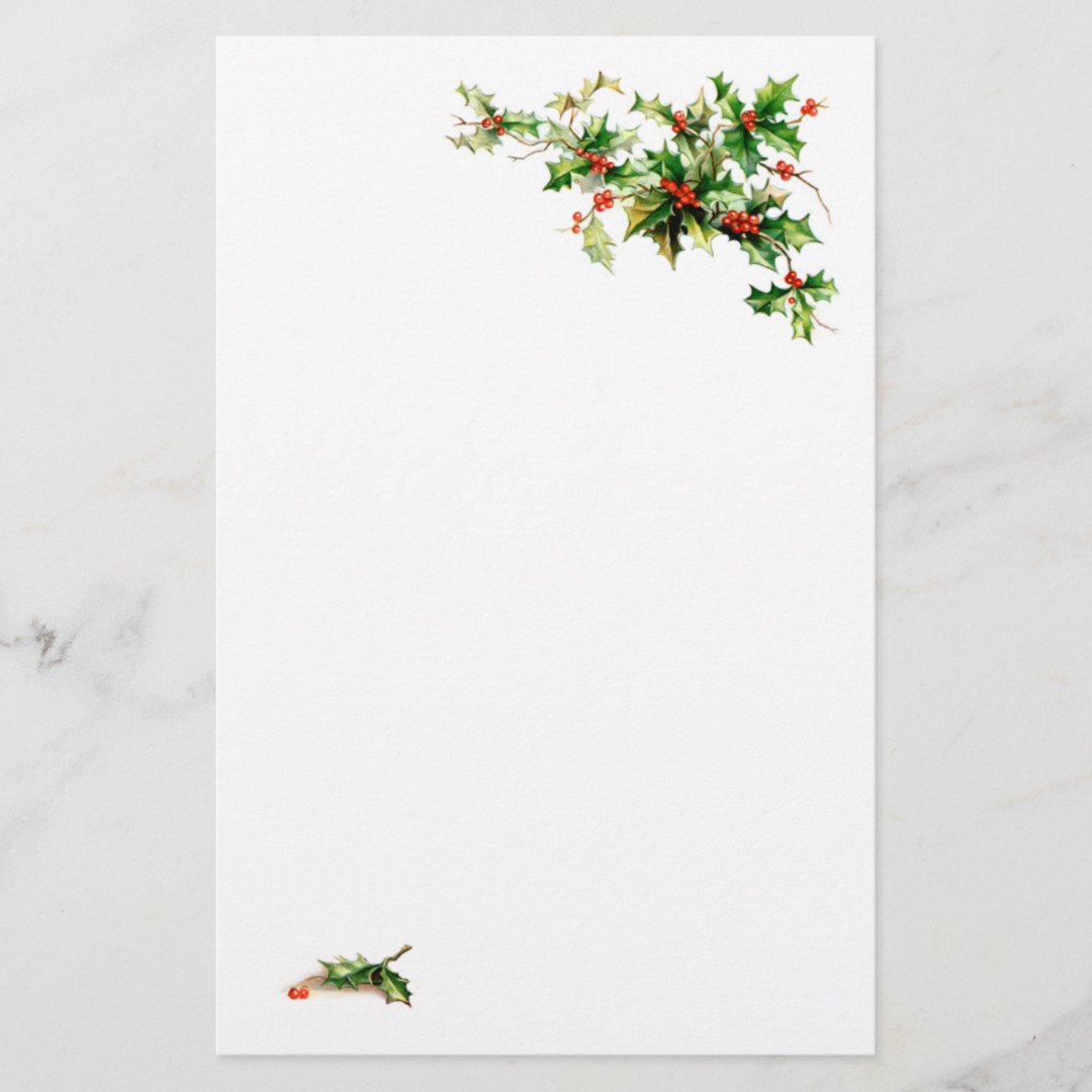 Christmas Holly stationery | Zazzle