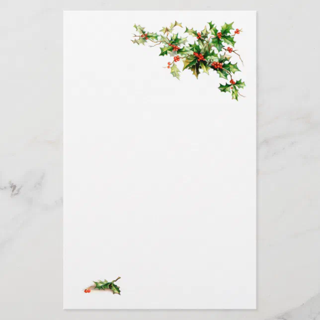 Christmas Holly stationery | Zazzle