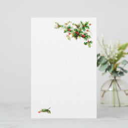 Christmas Holly stationery | Zazzle