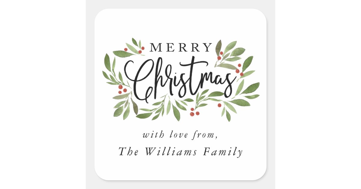 Christmas Holly Sticker Tag | Zazzle