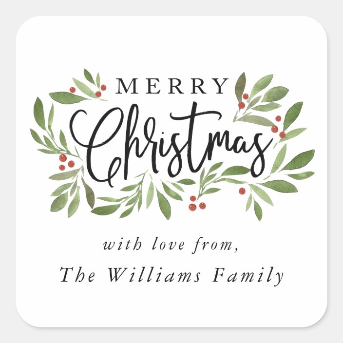 Christmas Holly Sticker Tag | Zazzle.com