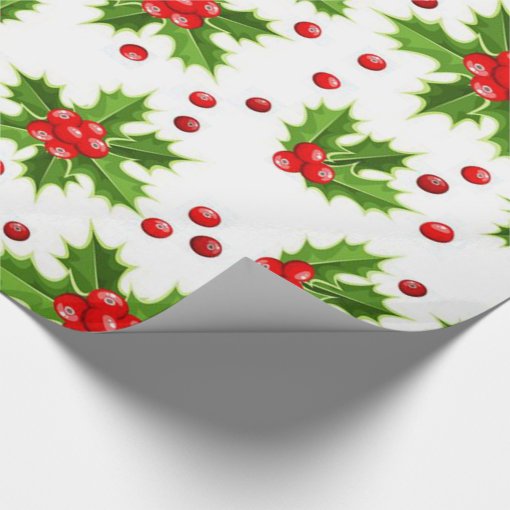Christmas Holly Wrapping Paper | Zazzle